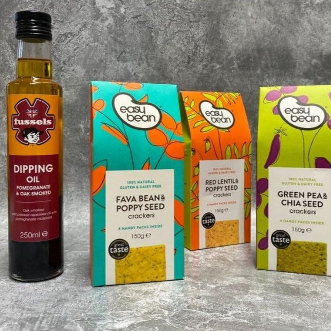 Dipping Oil & Easy Bean Crackers (3 Packs) – Fussels Fine Foods